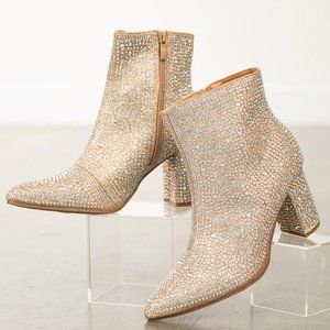 Shoes | New Bling Champagne Ab Rhinestone Crystal Block Chunky Heel ...